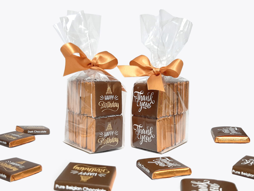 Individually custom wrapped dark chocolate square packs – 4.5g x 20 ...